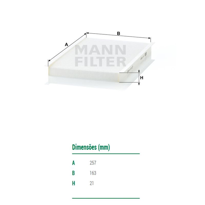 Filtro Cabine Cu2629 Mann Filter | DPaschoal - dpaschoal
